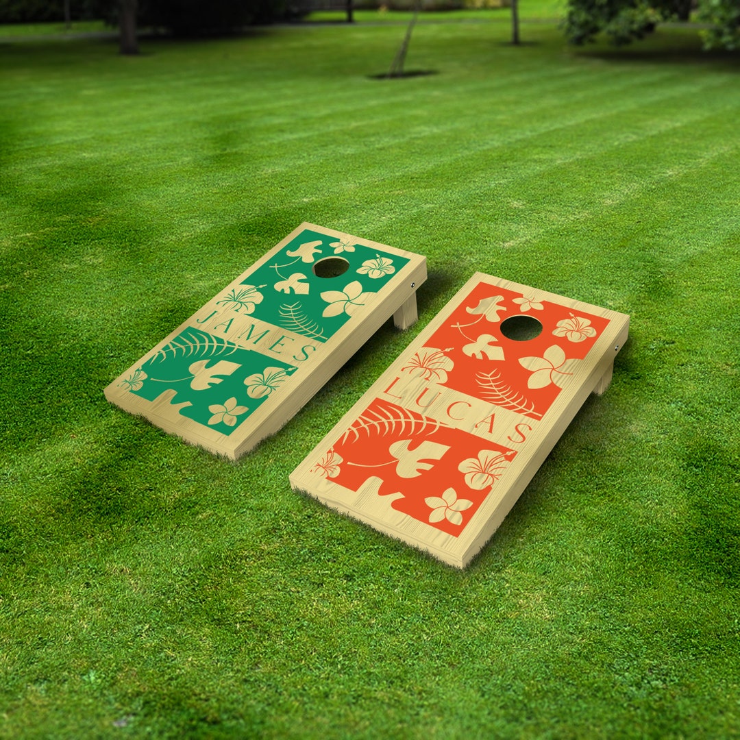 Custom Decals for Cornhole Boards With Floral Design and Your Names ...