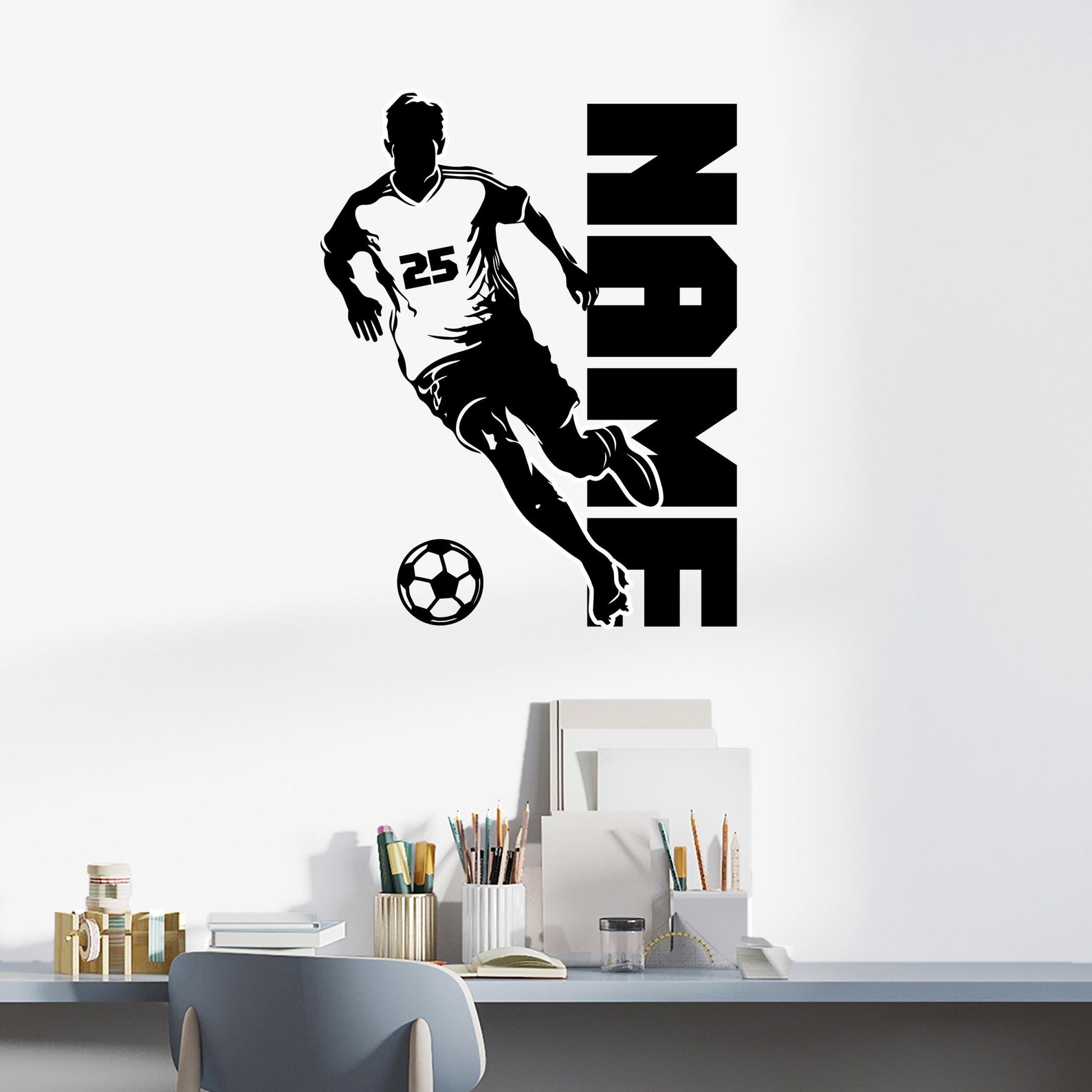 Custom Name Soccer Wall Decal - Soccer Wall Decal Customized ...