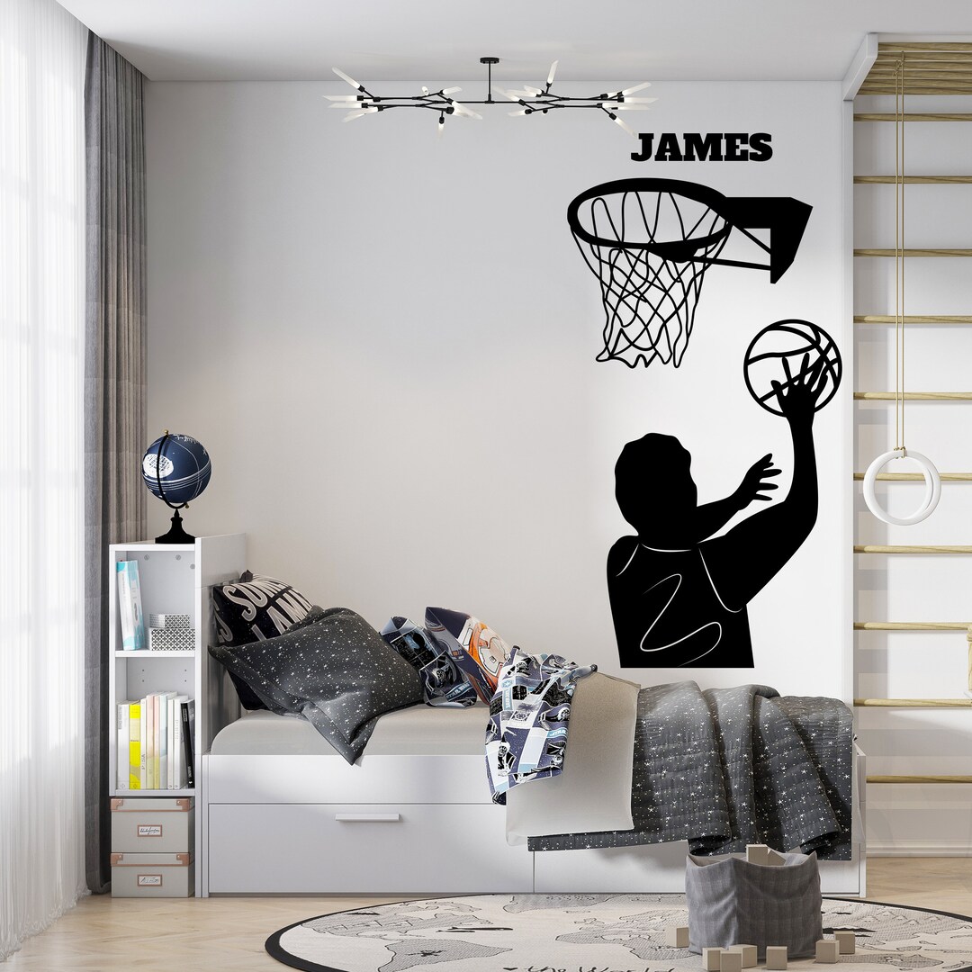 Jumping Basketball Player Wall Decals Unique Drawing of Basketball ...