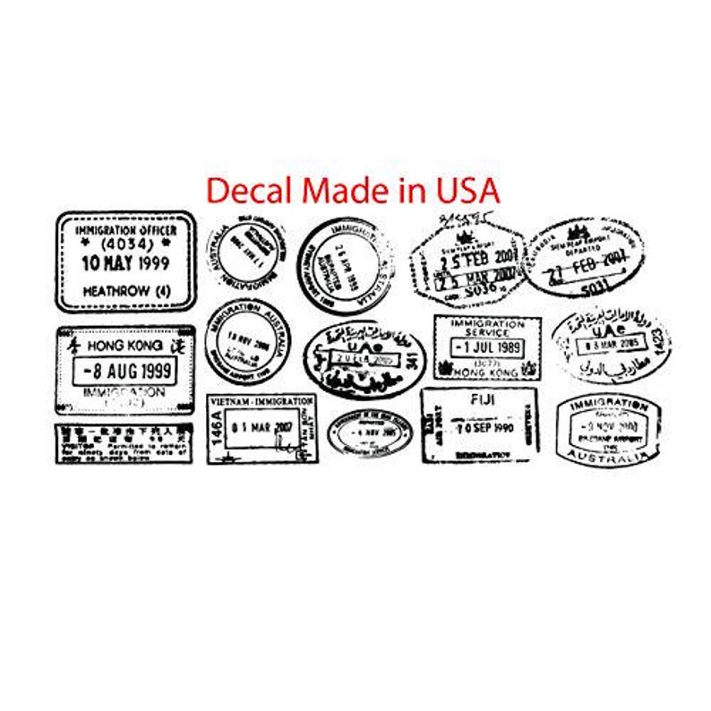 World Travel Map Border Сontrol Stamp Vinyl Wall Decals Nursery Travel ...