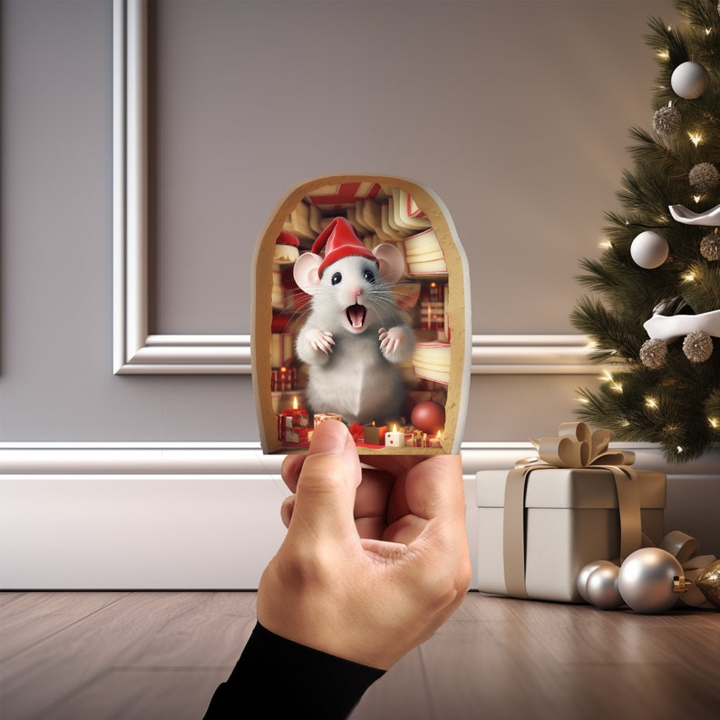 Mouse in the Wall Decal 3D Mouse Hole Wall Stickers Christmas Stair ...