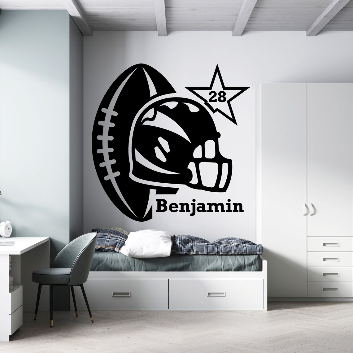 Personalized Custom Football Wall Decal for Boys Room Sport Decor ...