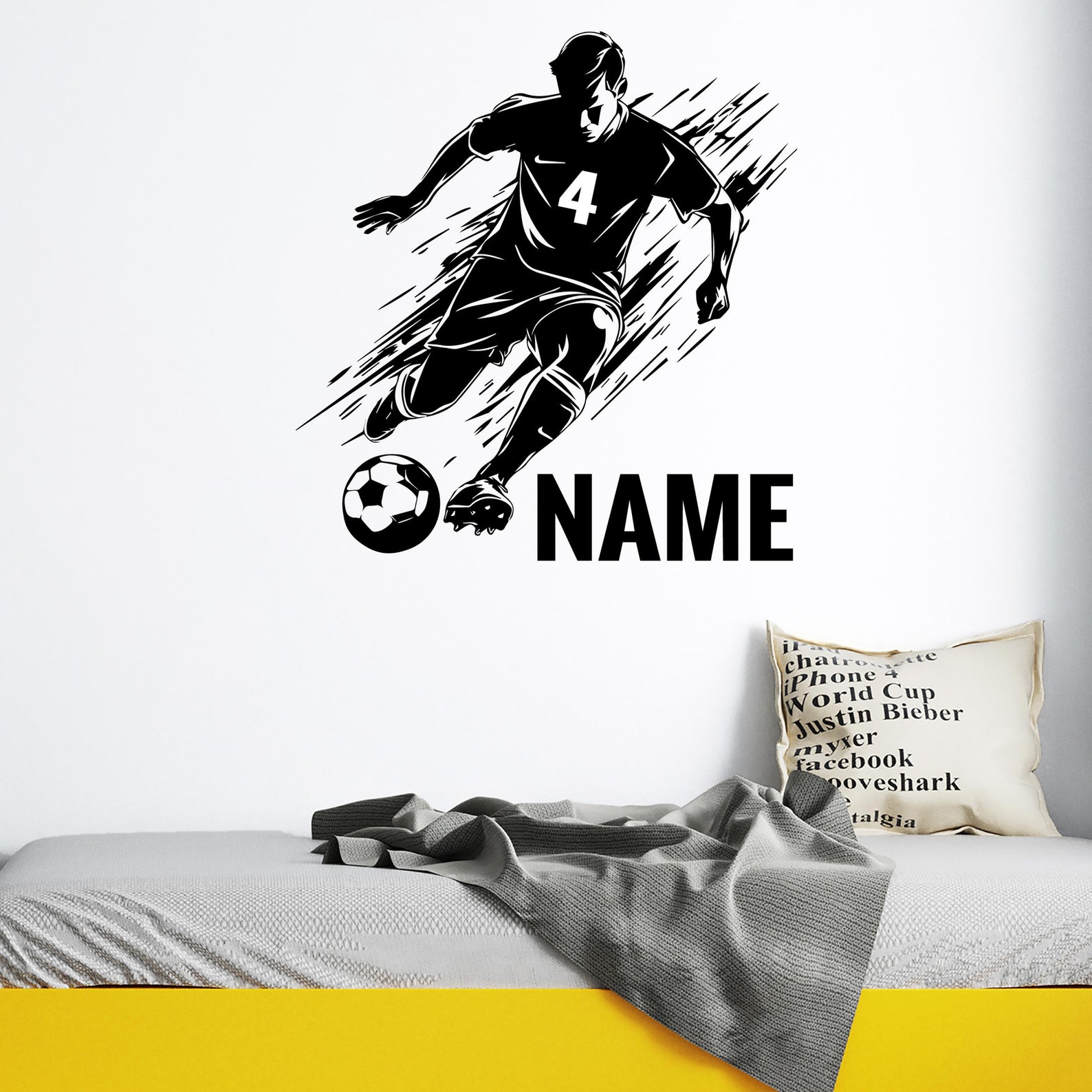 Soccer Silhouette Wall Decal - Wall Decals Soccer - Custom Soccer ...