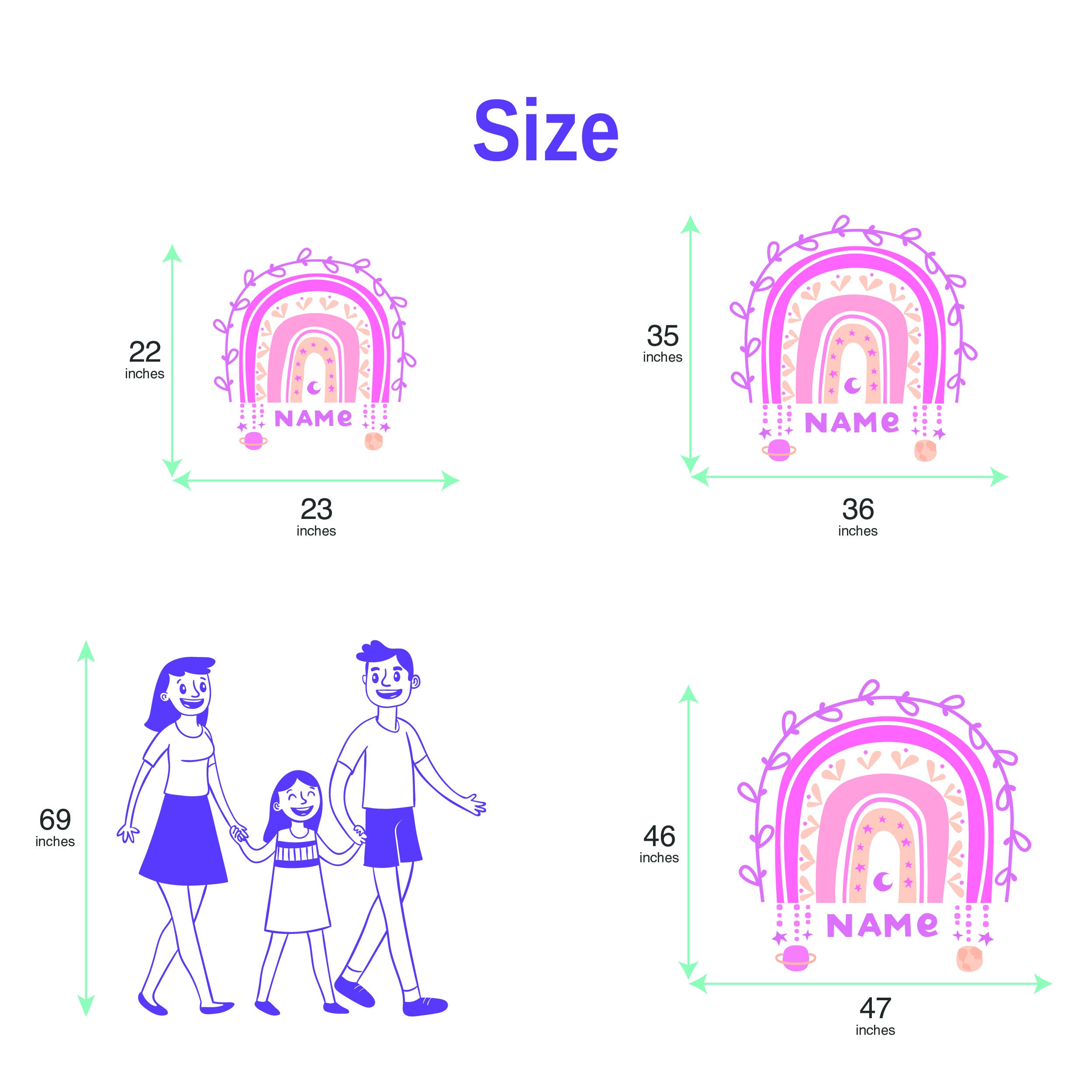 Personalized Boho Rainbow Wall Stickers Add a Pop of Color to Your ...