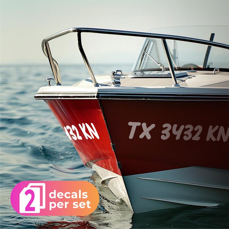 Personalized Boat Lettering & Number Decal - 2 Pack of Boat ...