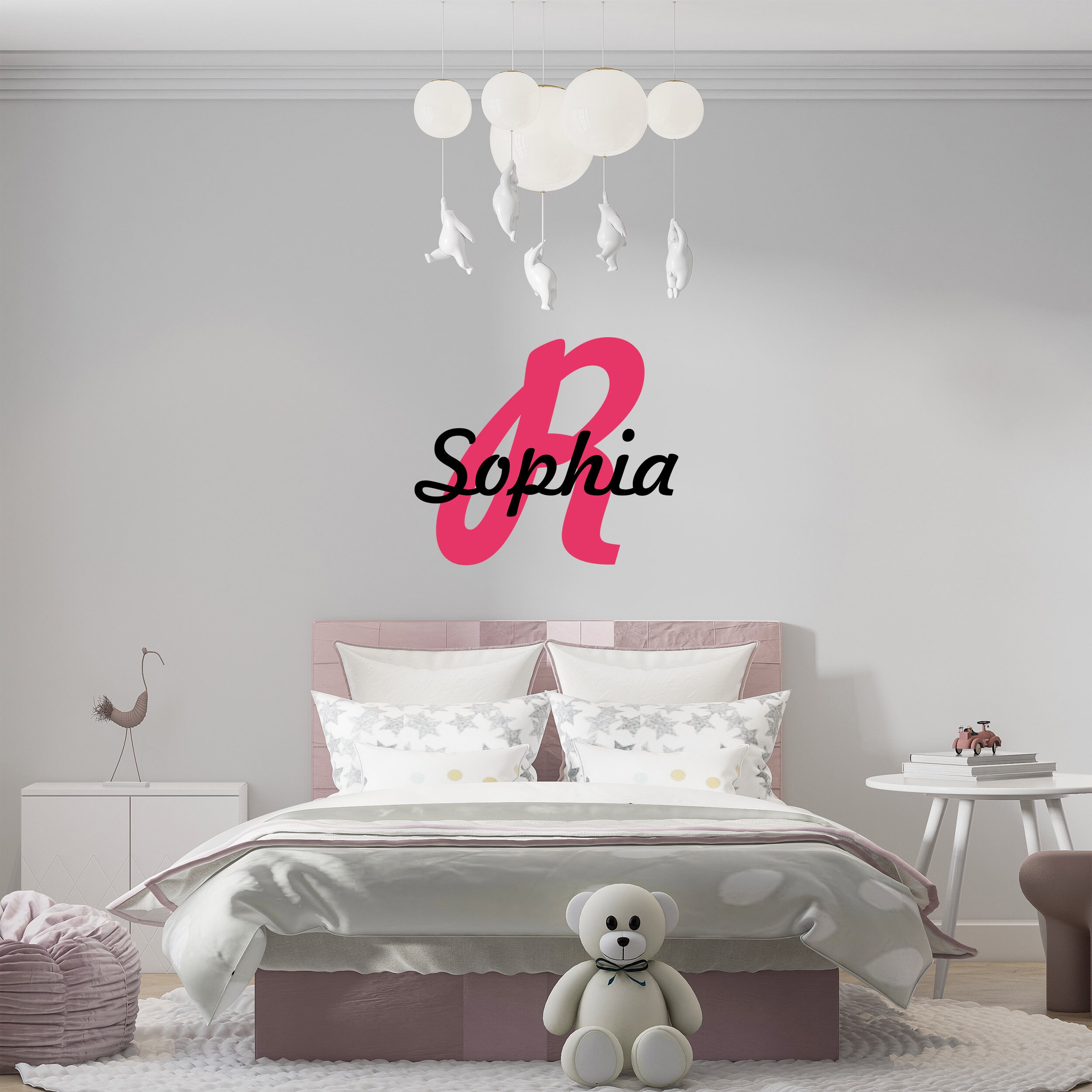 Custom Name Wall Decal With Cursive Bold Initial - Simple Wall Decals ...