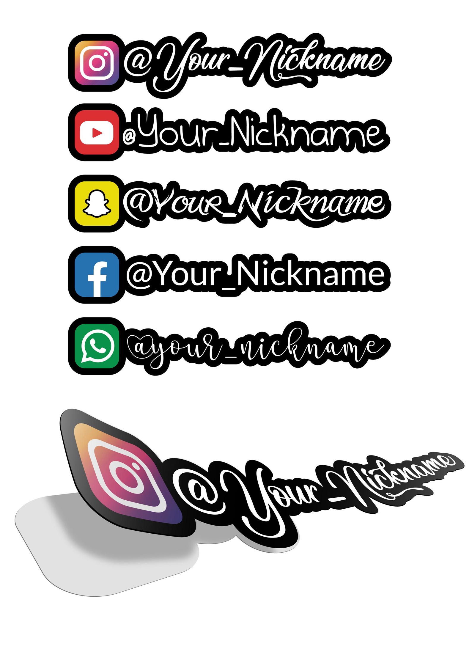 Custom Social Media Vinyl Stickers - Customized Name Username Logo ...