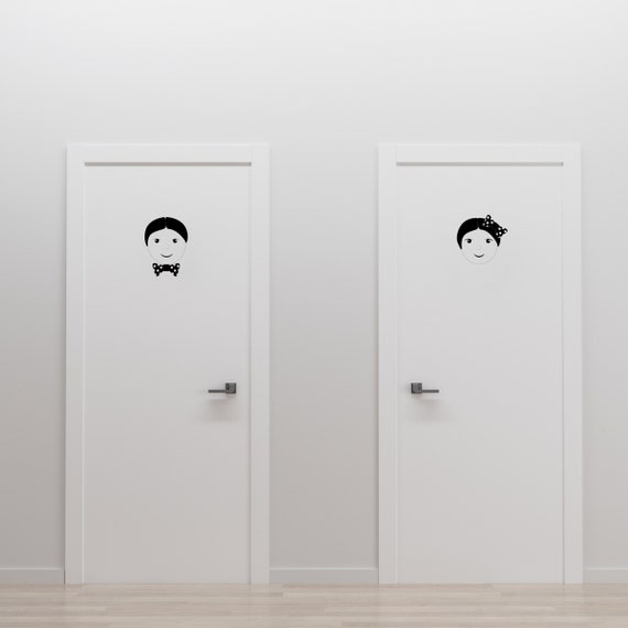 Funny Restroom Sign-art Decal With Cute Girl and Boy-decor for - Etsy