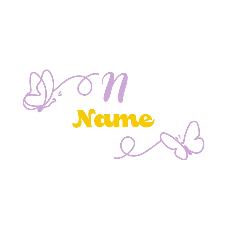 Cursive Initial Name Wall Decals for Girls With Butterflies ...