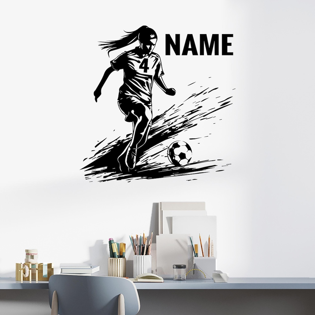 Soccer Silhouette Wall Decal - Custom Soccer Name Wall Decal - Custom ...