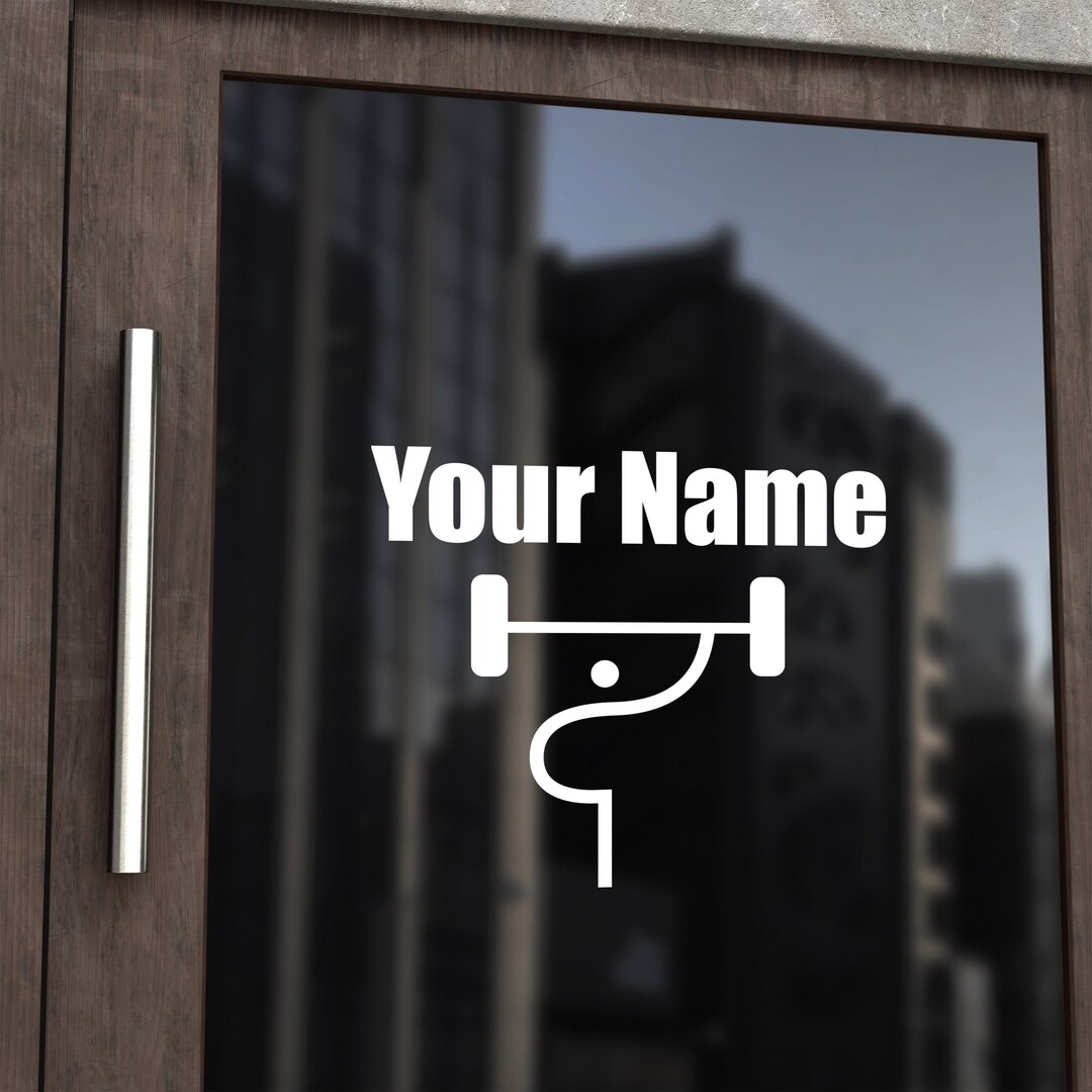 Cute Man Drawing With Barbell Custom Vinyl Lettering Gym Name - Simple ...