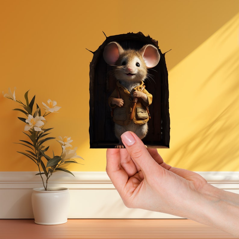 Mouse Hole Wall Sticker Mouse House 3D Wall Stickers Mouse in the Wall ...