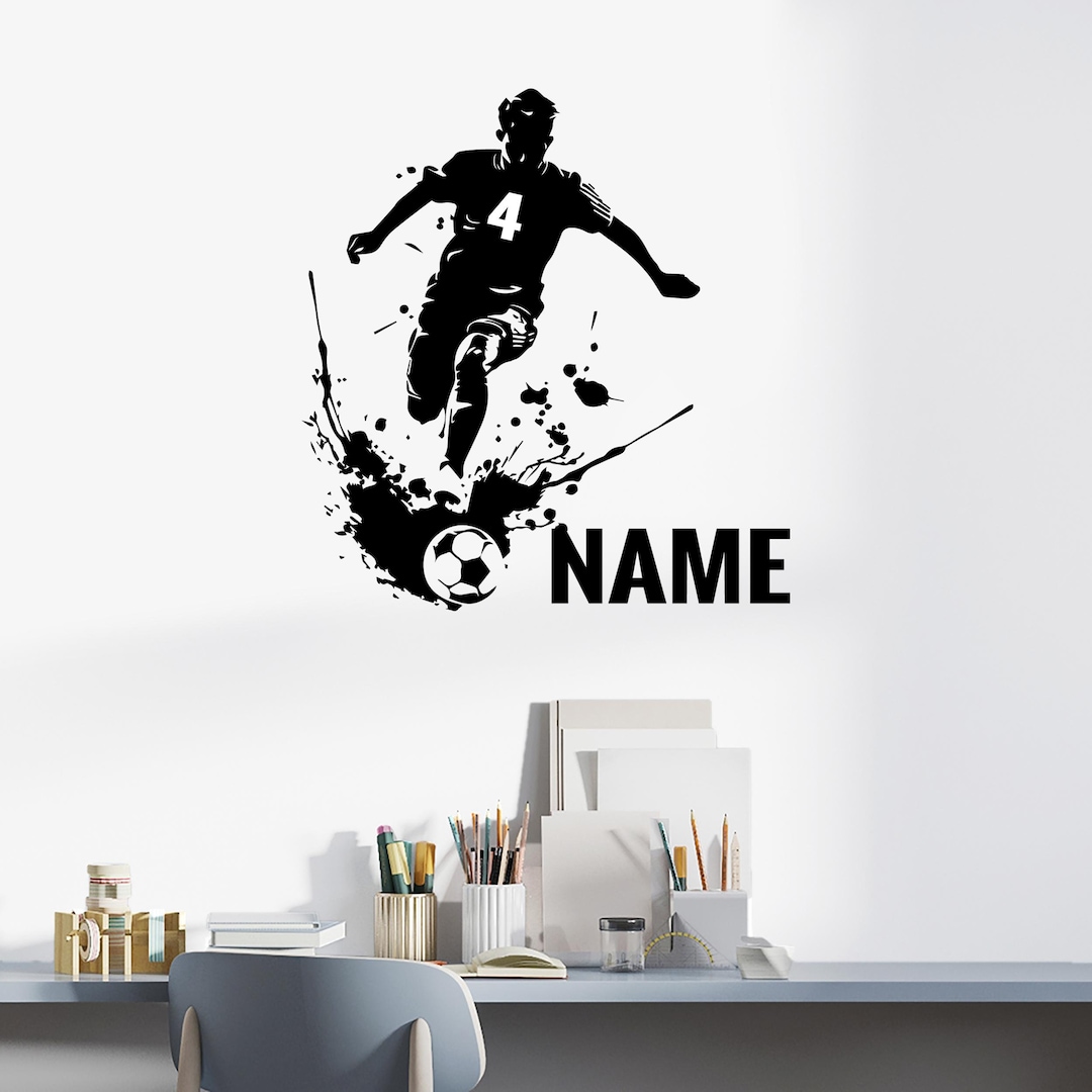 Soccer Player Wall Decals - Custom Name Wall Decal Soccer - Soccer Wall ...