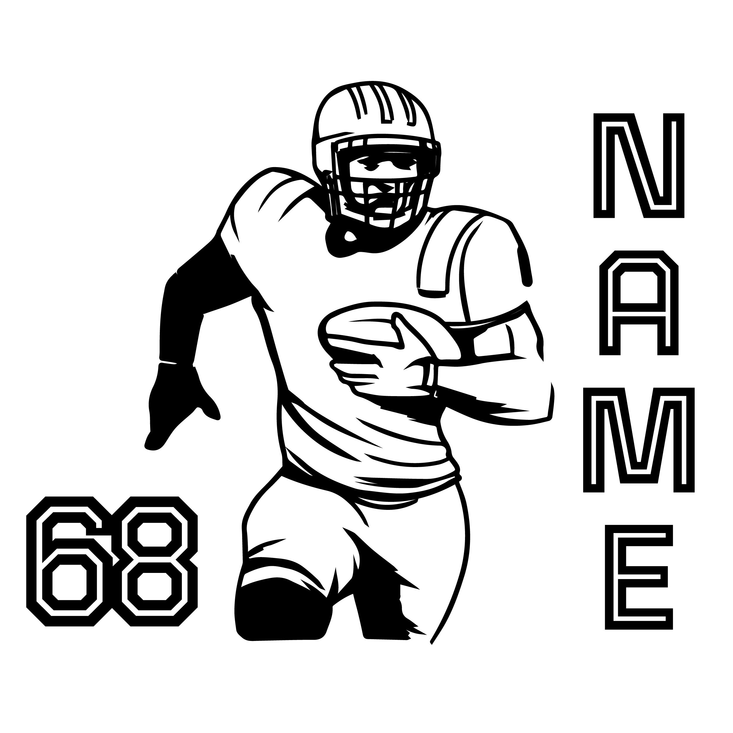 Personalized Boy Name and Number on American Football Player Design for ...
