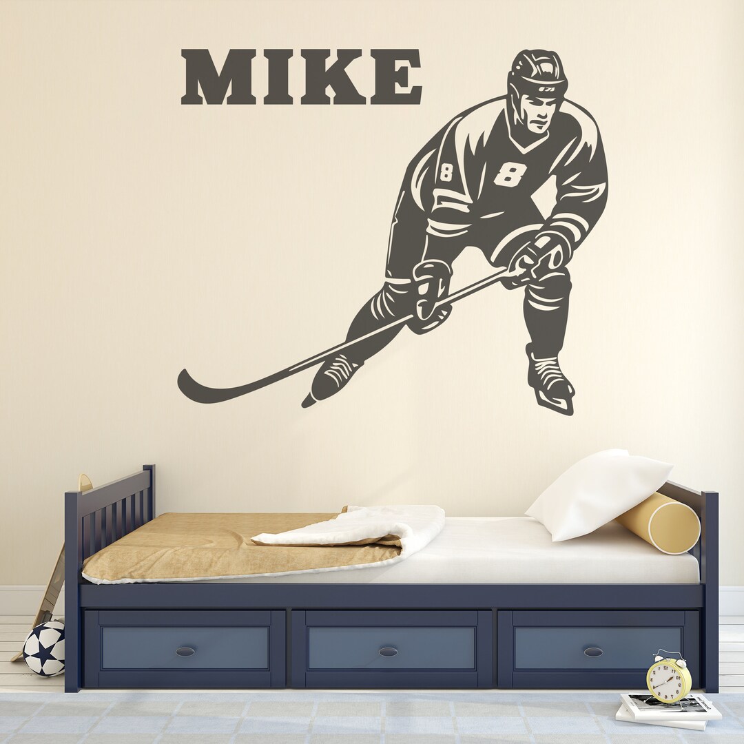 Hockey Player Wall Mural and Decals Hockey Wall Stickers Personalized ...