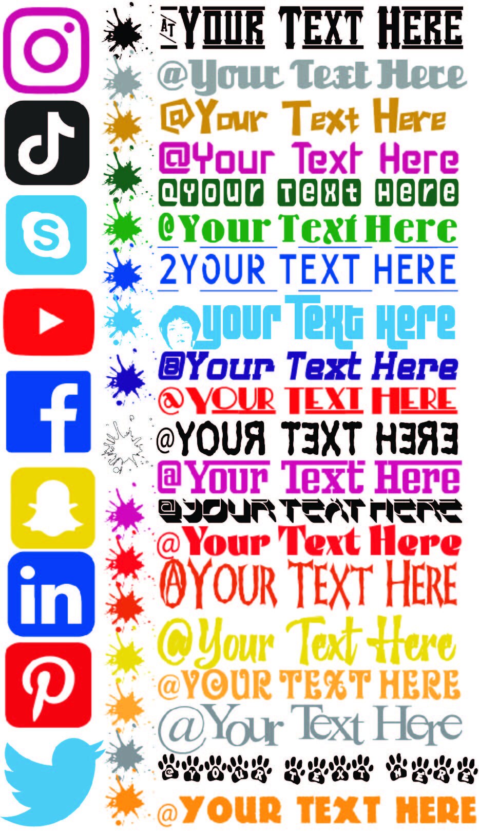 Vinyl Lettering Social Media Decal Sticker With Custom Username ...