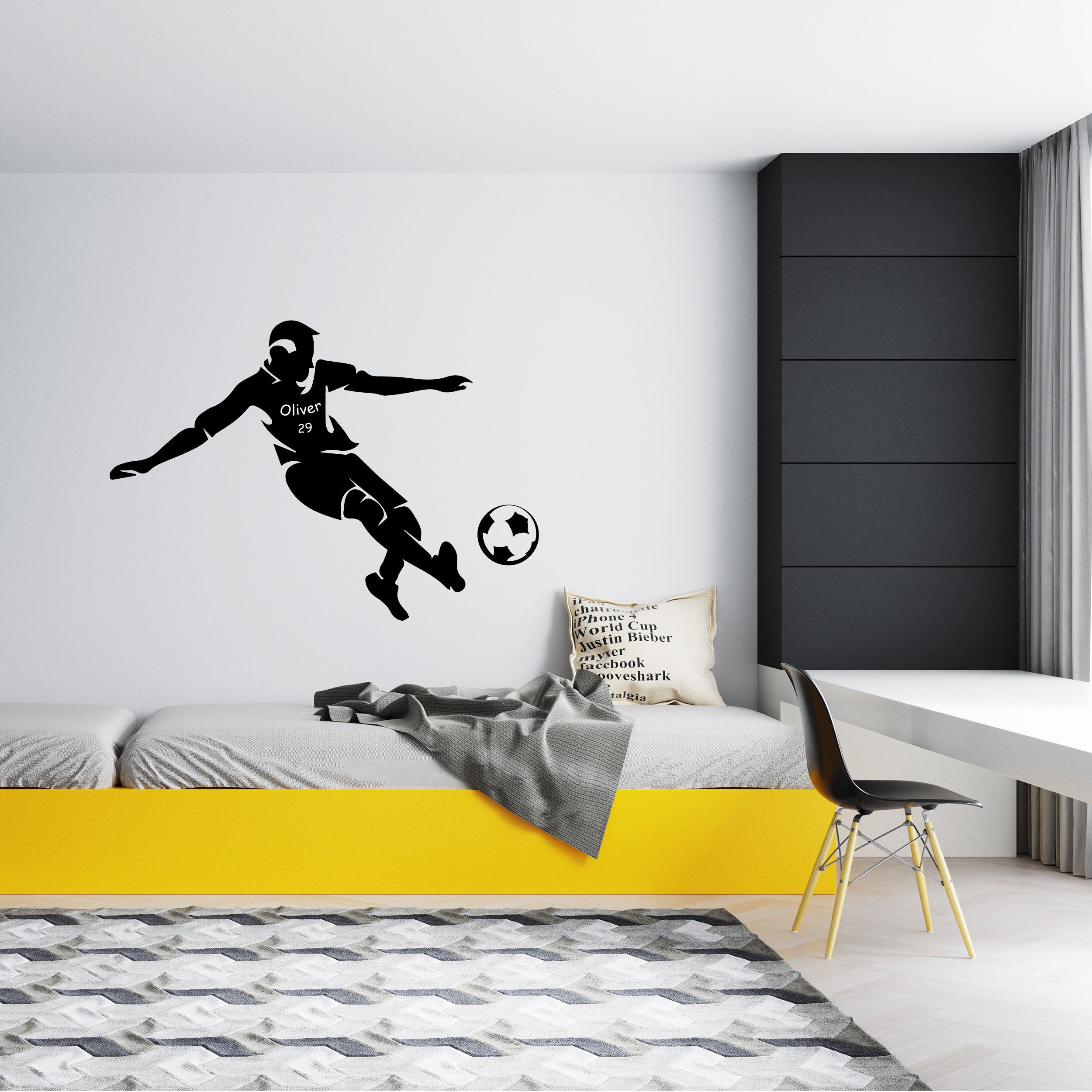 Soccer Wall Decor With Soccer Player Passing a Ball - Personalized ...