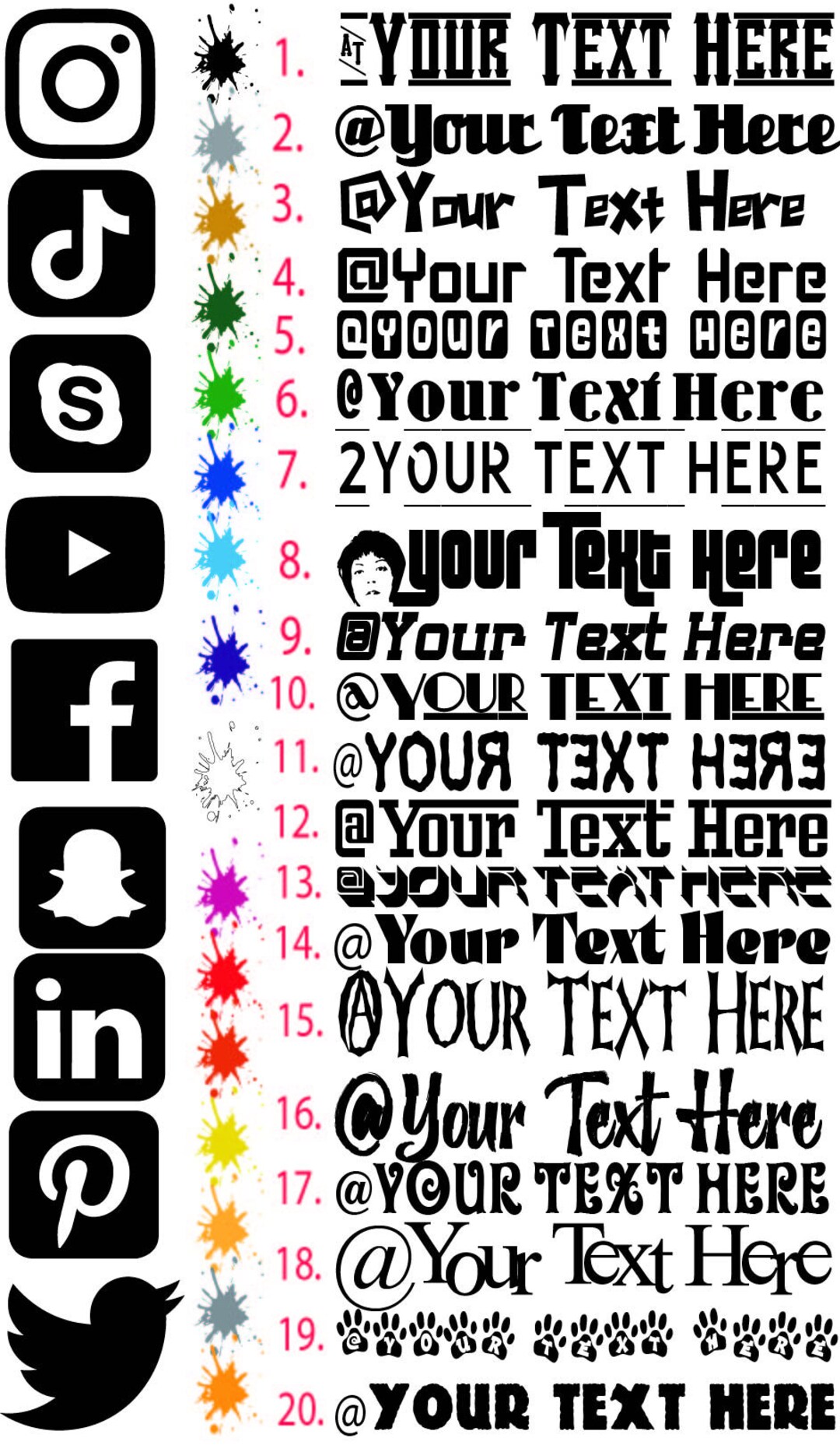 Custom Social Media Decal Stickers Customized Name Username Logo Brand ...
