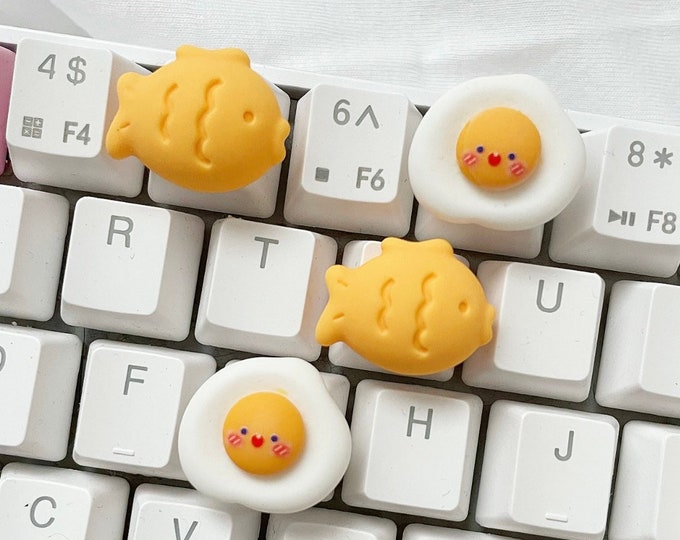 Egg and Fish Bread Keycap | Kawaii | Mechanical Keyboard | Egg | Fish ...