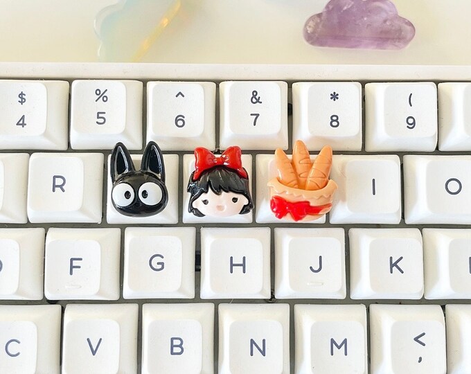 Kawaii Cartoon Keycaps Kiki Mechanical Keyboard Black Cat Keycap Bread ...