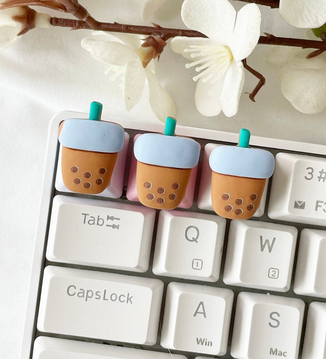 Boba Keycap Kawaii Mechanical Keyboard Milktea Keycap 3D Keycap Milktea ...