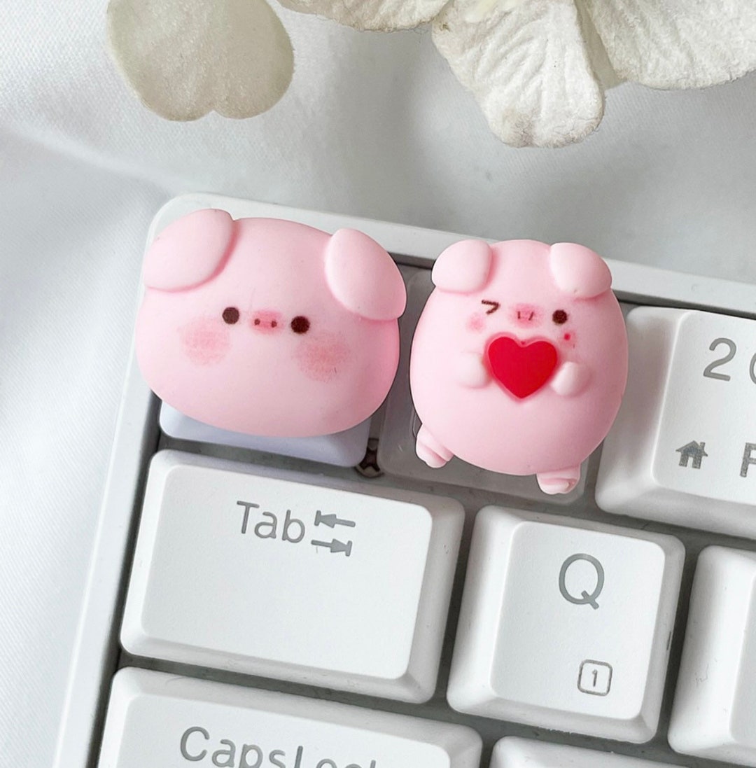 Pig Keycap | Kawaii | Mechanical Keyboard | Clear | Pink Piggy | Heart ...