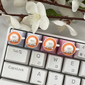 Coffee Bunny Keycap | Kawaii | Mechanical Keyboard | 3D Keycap | Bunny ...