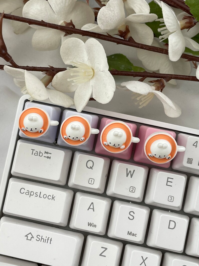 Coffee Bunny Keycap | Kawaii | Mechanical Keyboard | 3D Keycap | Bunny ...