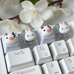 Cow and Bunny Keycap | Kawaii | Mechanical Keyboard - Etsy