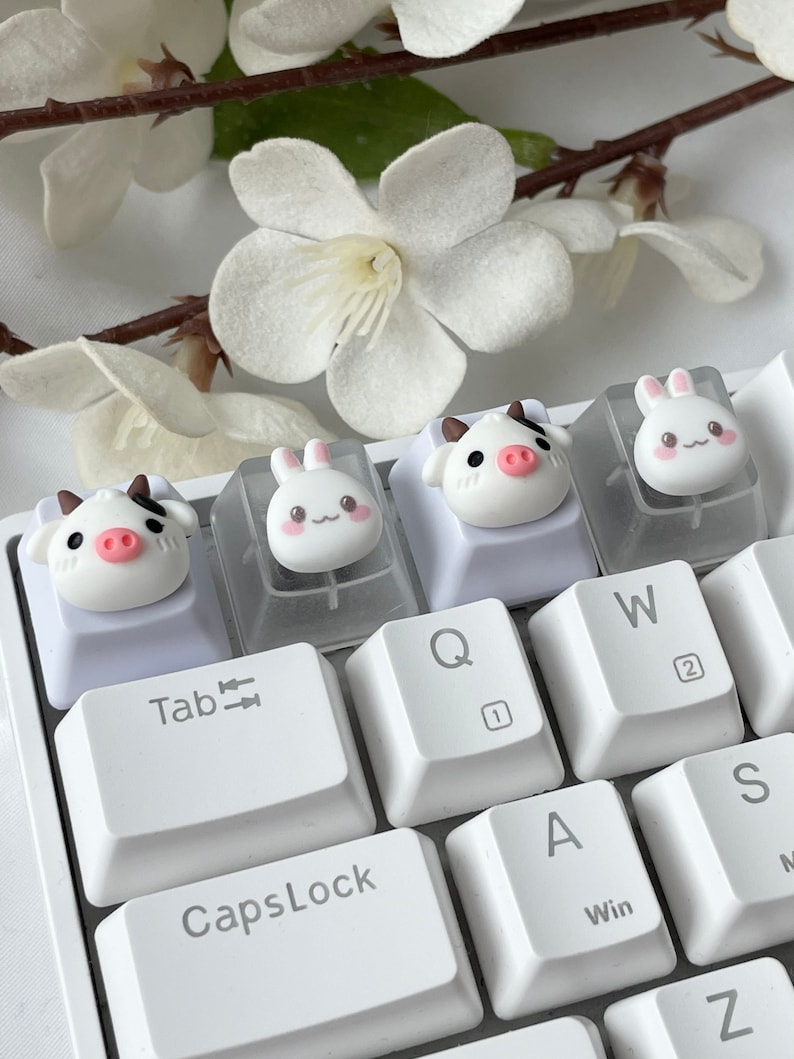 Cow and Bunny Keycap | Kawaii | Mechanical Keyboard - Etsy