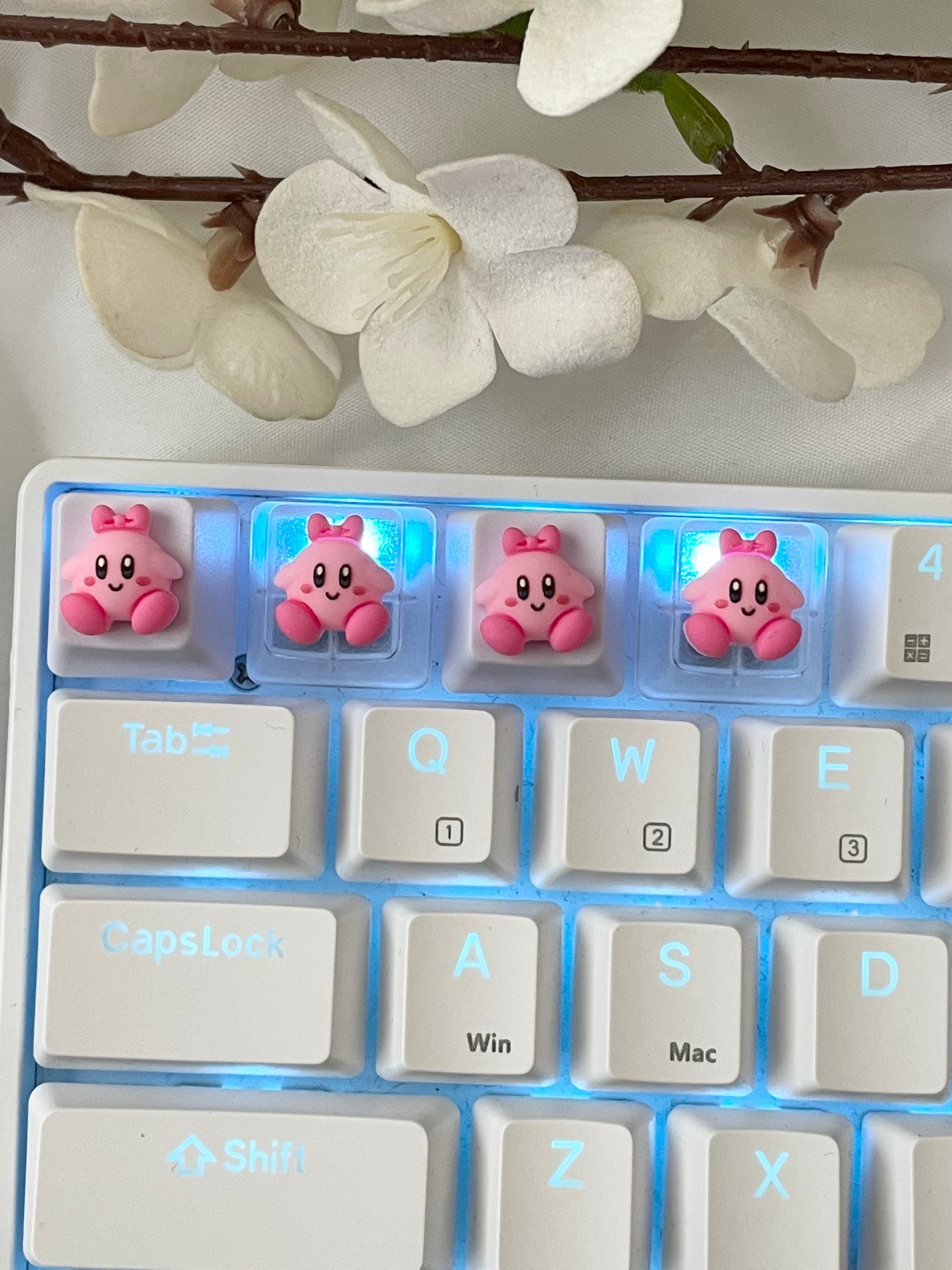 Kirb Keycap Kawaii Mechanical Keyboard Kirbywithbow 3D - Etsy UK