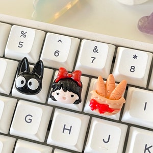 Kawaii Cartoon Keycaps | Kiki | Mechanical Keyboard | Black Cat Keycap ...