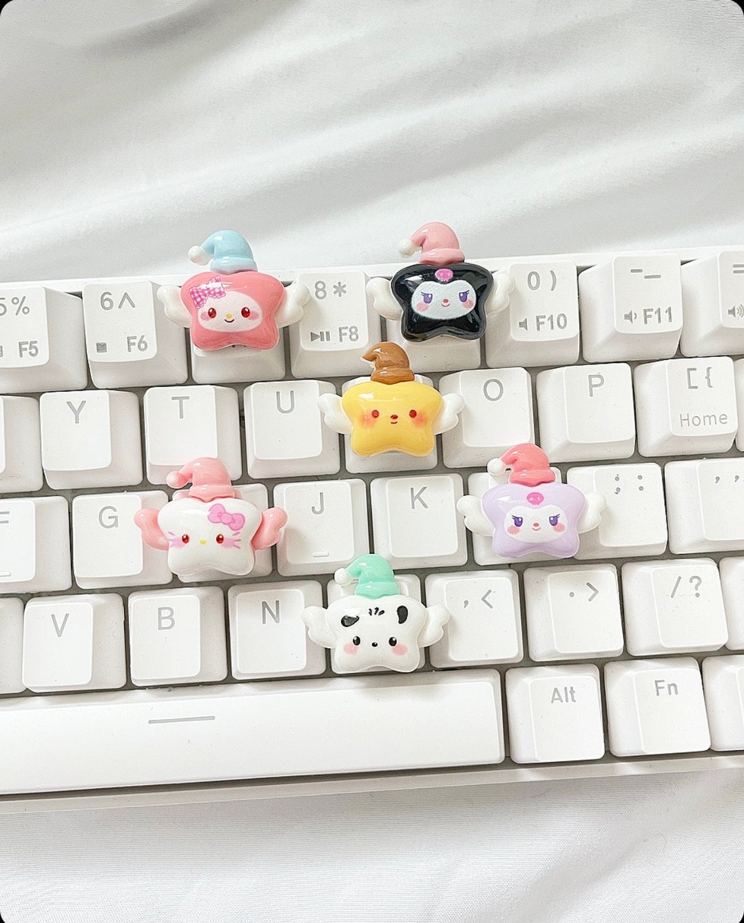 3D Kawaii Cartoon Keycap Star Cartoon Keycaps Mechanical Keyboard Pink ...