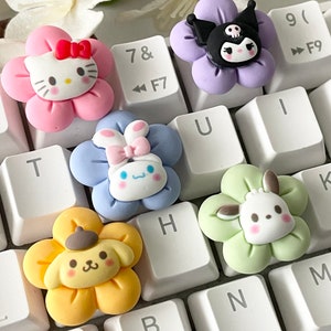 Cartoon Keycap Kawaii Mechanical Keyboard Pink Keycap 3D Keycaps Flower ...