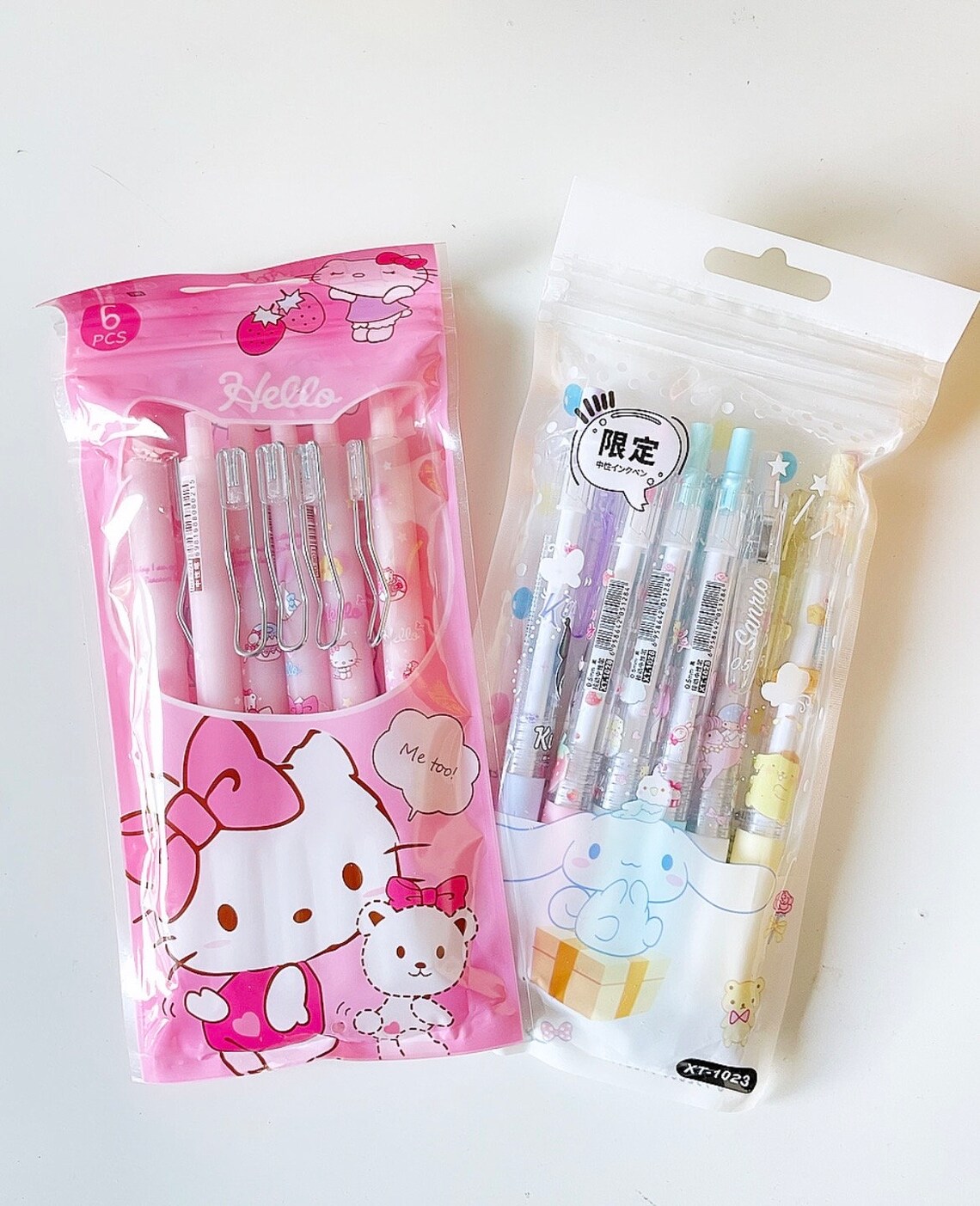 6 PCS Kawaii Pens | Pen Bags | Pink Kawaii Pens | Kawaii Characters ...