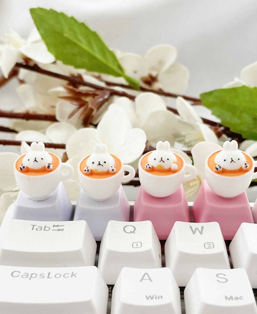 Coffee Bunny Keycap | Kawaii | Mechanical Keyboard | 3D Keycap | Bunny ...