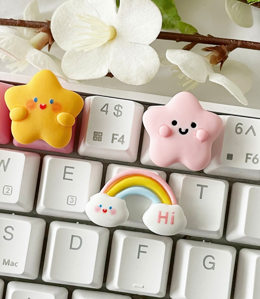 Star Keycap Kawaii Mechanical Keyboard Rainbow Keycap 3D Keycap Sky ...