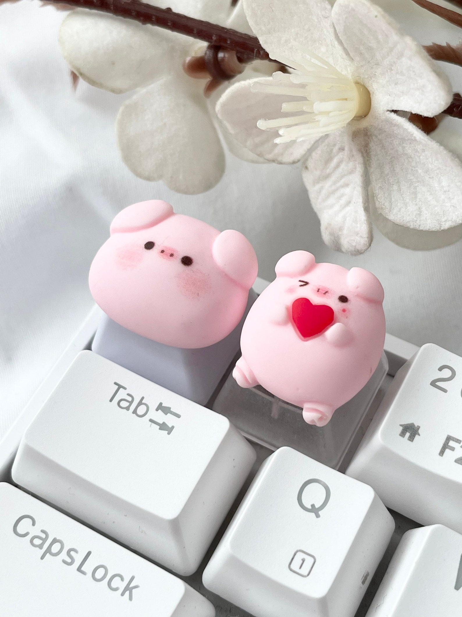 Pig Keycap | Kawaii | Mechanical Keyboard | Clear | Pink Piggy | Heart ...