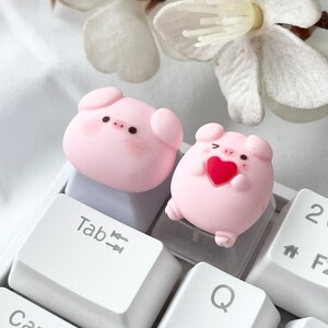 Pig Keycap | Kawaii | Mechanical Keyboard | Clear | Pink Piggy | Heart ...