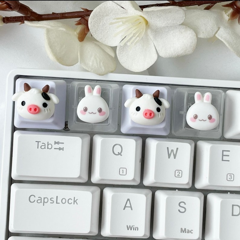 Cow and Bunny Keycap | Kawaii | Mechanical Keyboard - Etsy
