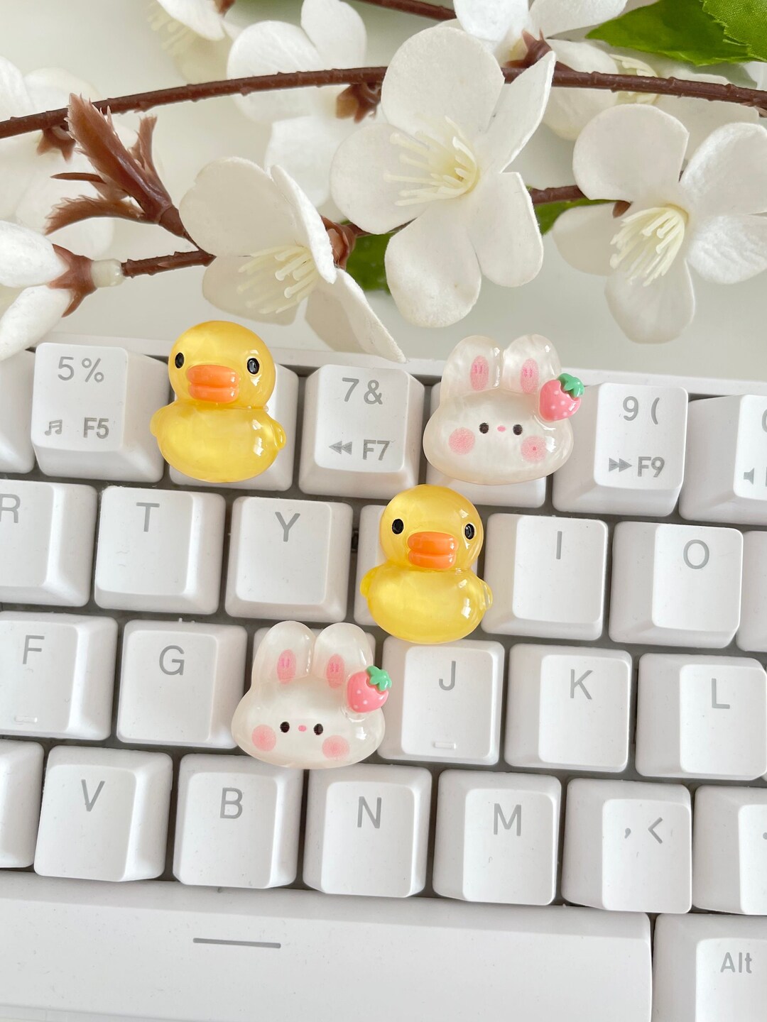 3D Duck & Strawberry Bunny Keycap | Yellow Duck Keycaps | Mechanical ...
