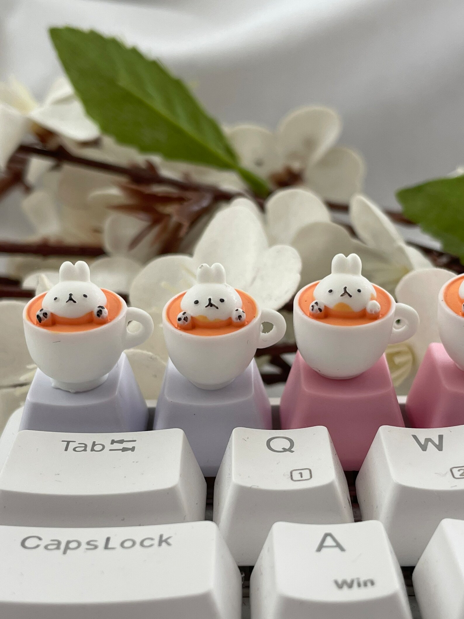 Coffee Bunny Keycap Kawaii Mechanical Keyboard 3D Keycap - Etsy
