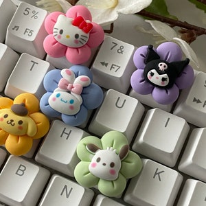 Cartoon Keycap Kawaii Mechanical Keyboard Pink Keycap 3D Keycaps Flower ...