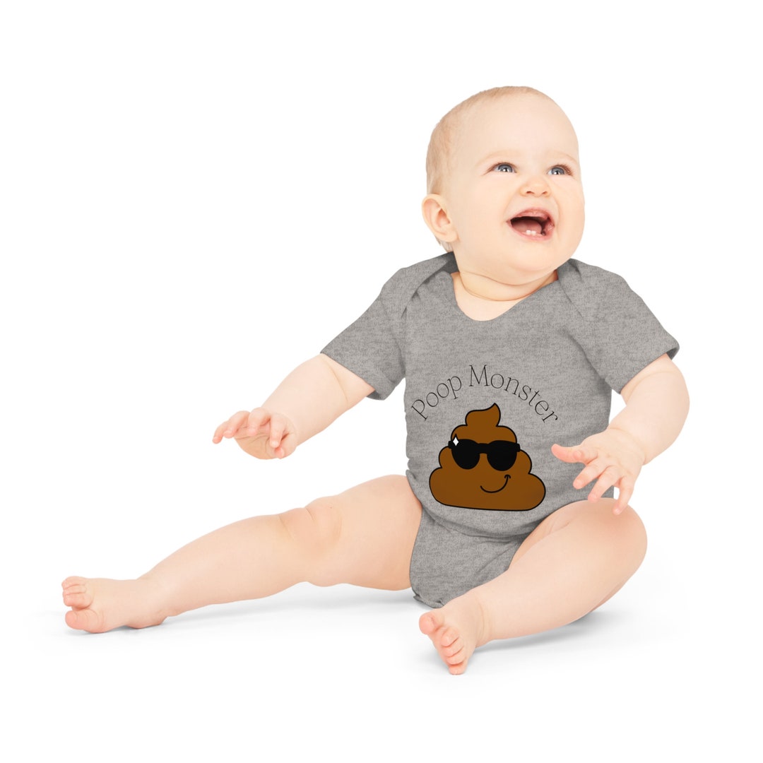 Poop Monster Onesie, Baby Organic Short Sleeve Bodysuit, Pink, Blue ...