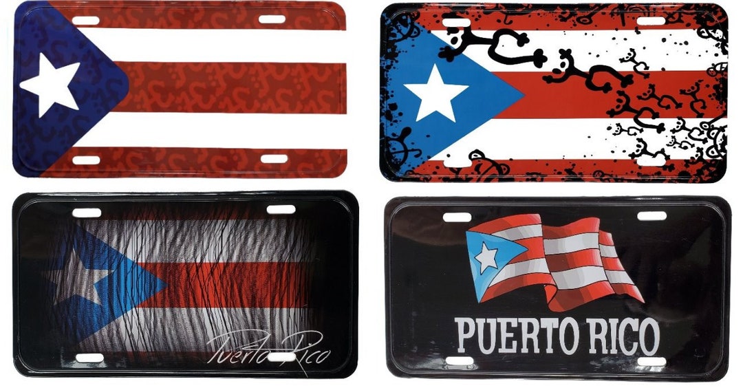 Lot of 4 Puerto Rico Flag 6"x12" Aluminum License Plate Tag ( Tablilla ...