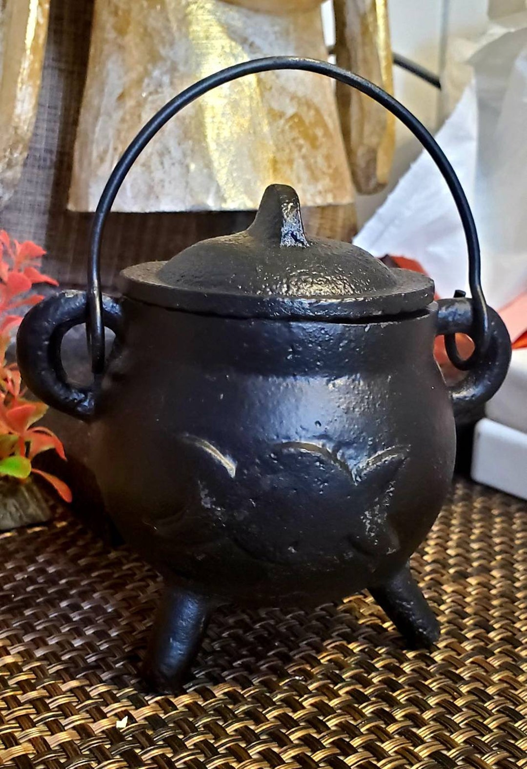 Cast Iron Mini Cauldron Triple Moon Goddess Wicca, Witchcraft Pagan ...