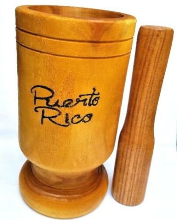 Puerto Rico Tall Wood Mortar & Pestle Pilon Madera Rican - Etsy