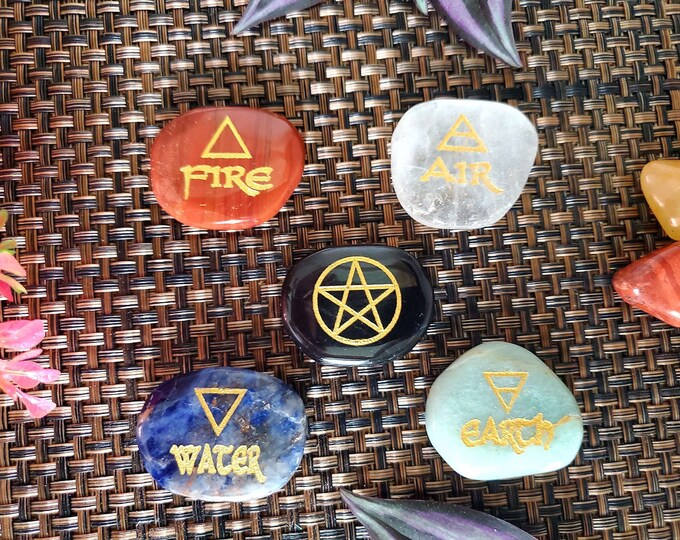 Elements Symbols Divination Set Rose Quartz Oracle Stones Casting Kit ...