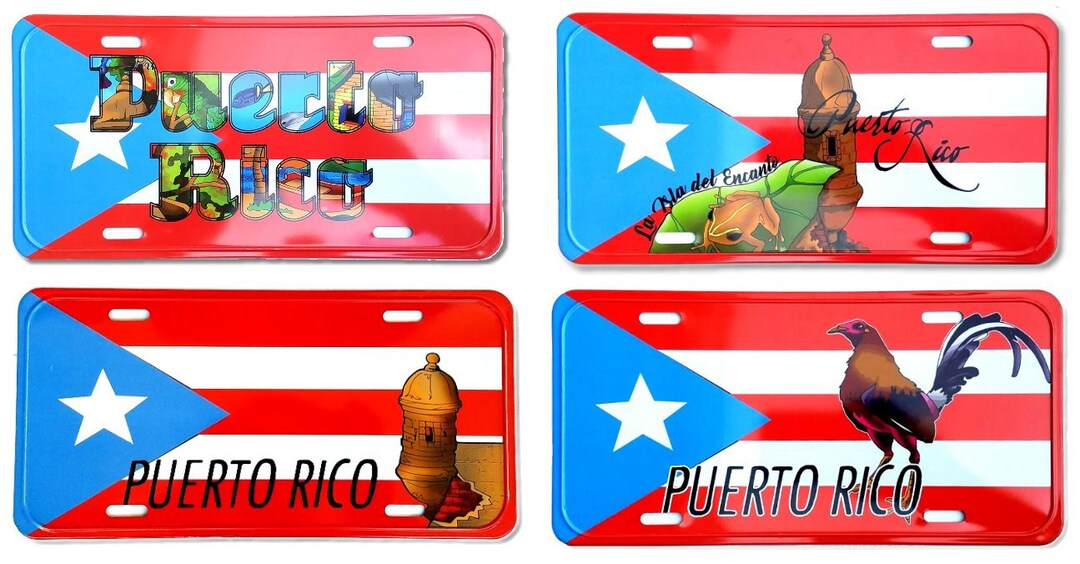 Lot of 4 Puerto Rico Flag 6"x12" Aluminum License Plate Tag ( Tablilla ...