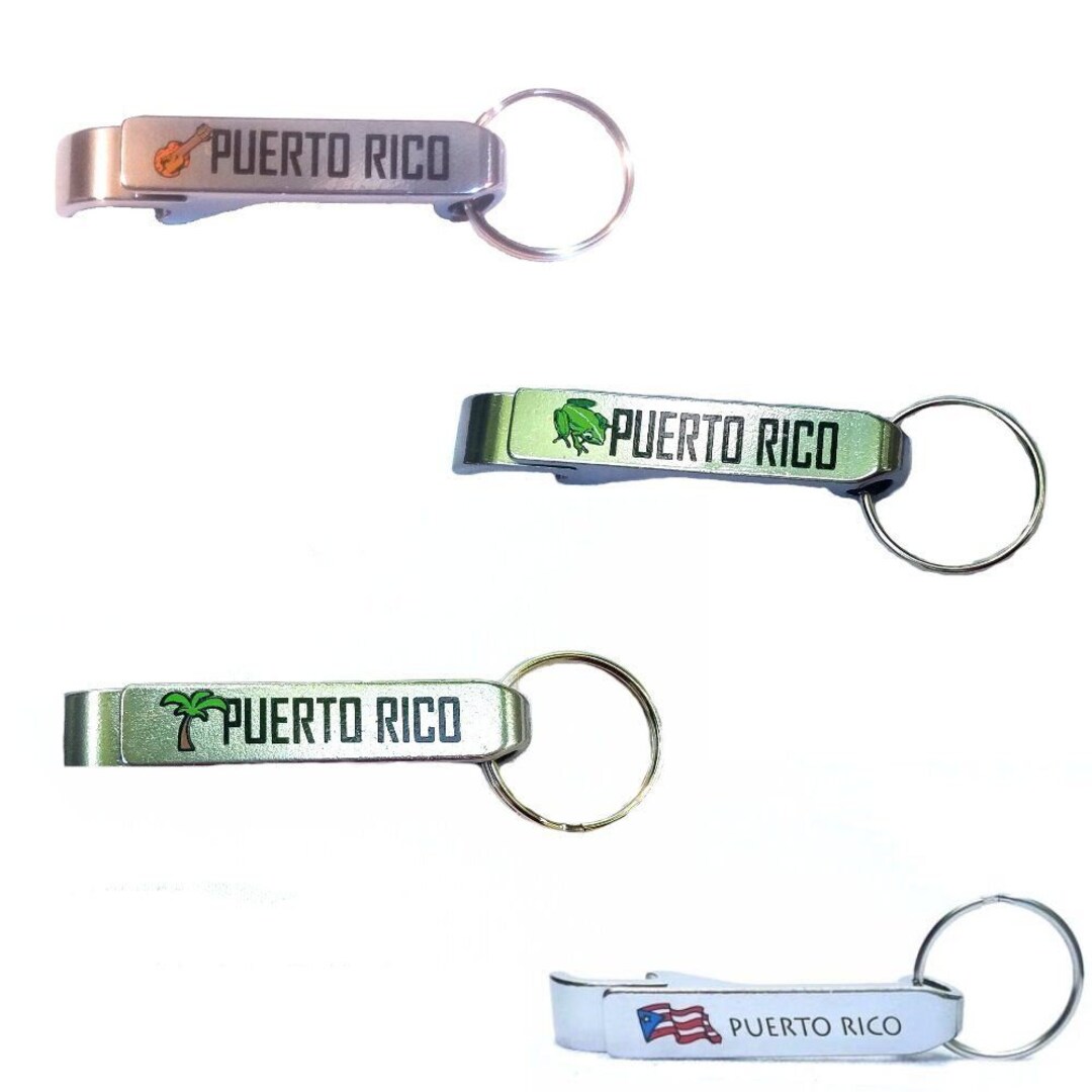 Lot of 4 Assorted Puerto Rico Rican Keychain Holder Bottle Opener Key ...